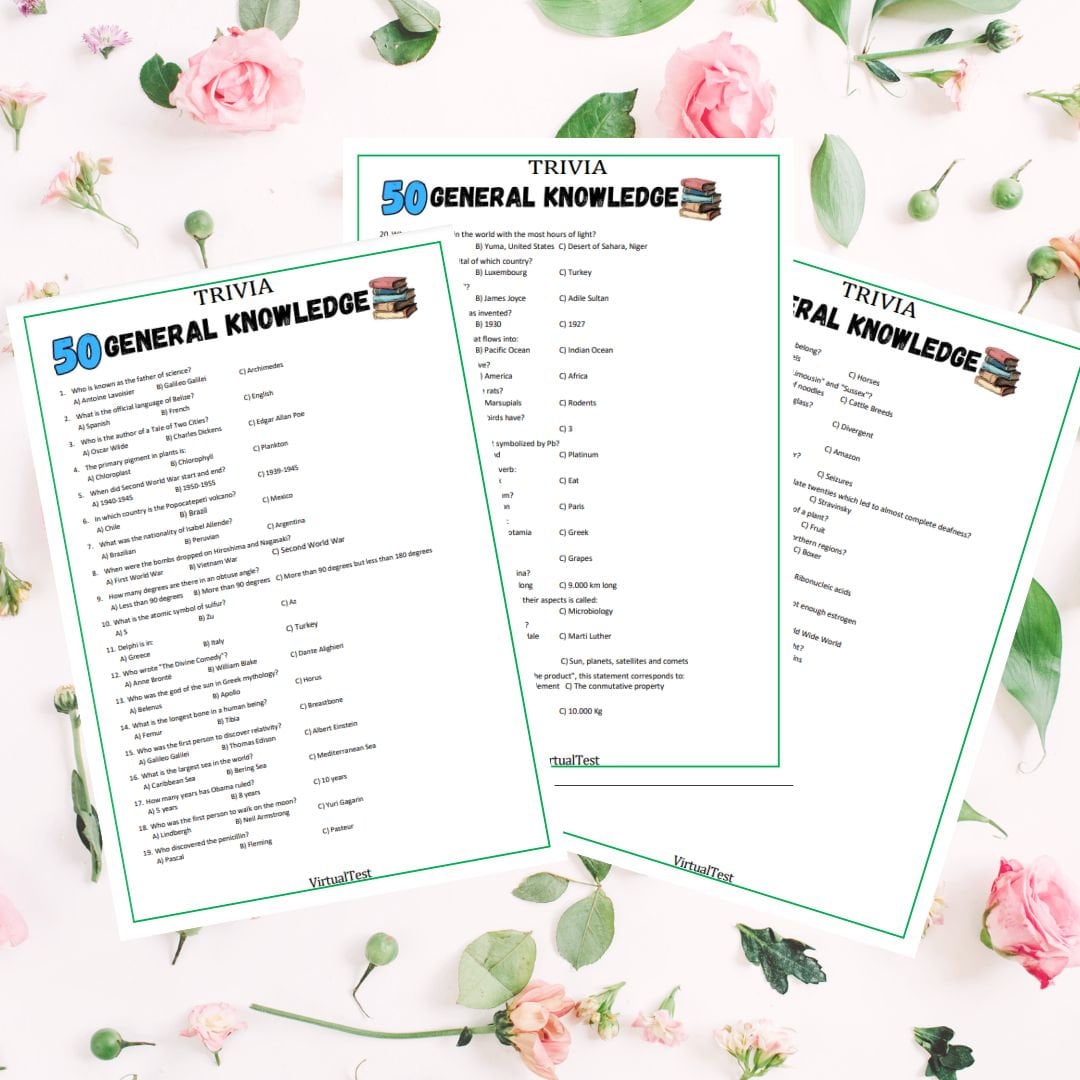 50 General Knowledge Trivia | Trivia Games | Pub Trivia Printable ...