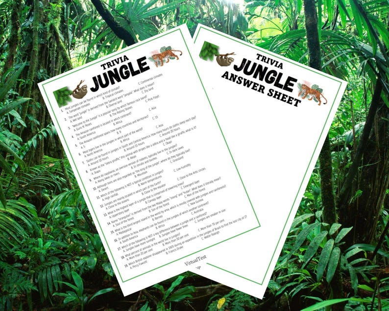 Jungle Trivia Printable, Fun Jungle Quiz, Educational Game, Wildlife ...