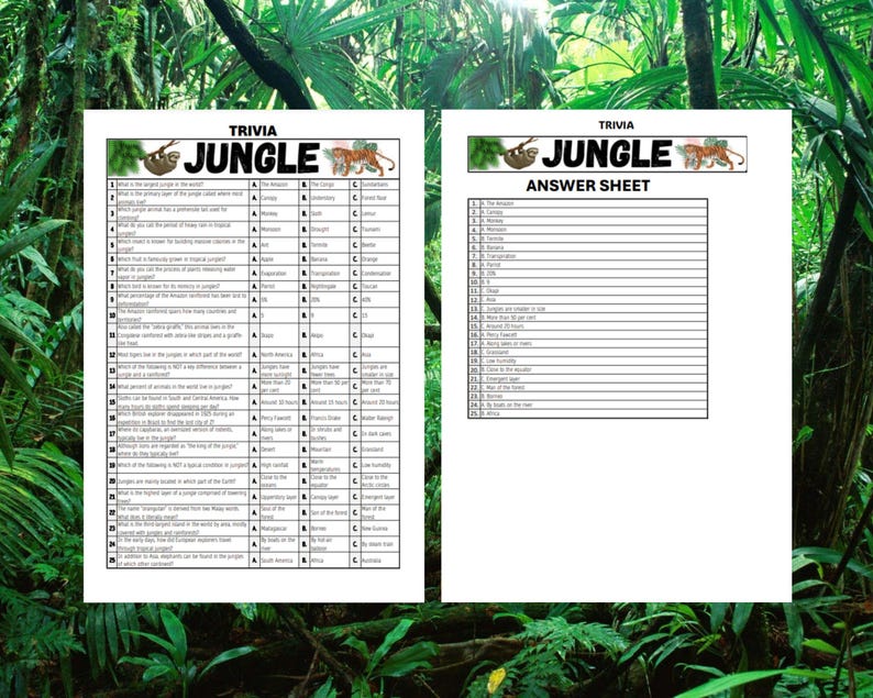 Jungle Trivia Game: Family Quiz Night (digital Download) - Etsy