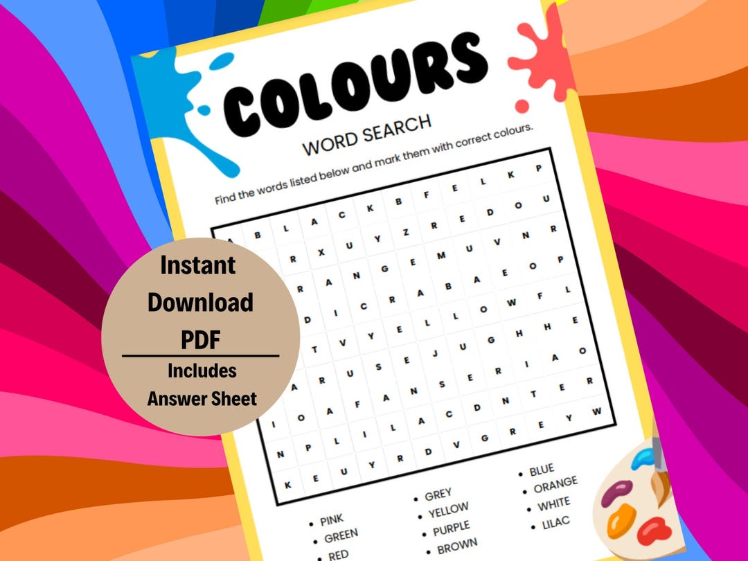 Easy Colours Word Search Printable | Word Search Games | Printable Word ...