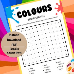Easy Colours Word Search Printable | Word Search Games | Printable Word ...