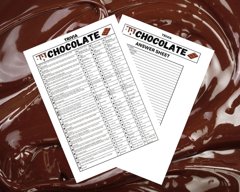 Chocolate Trivia Game: Fun Printable Quiz (digital Download) - Etsy