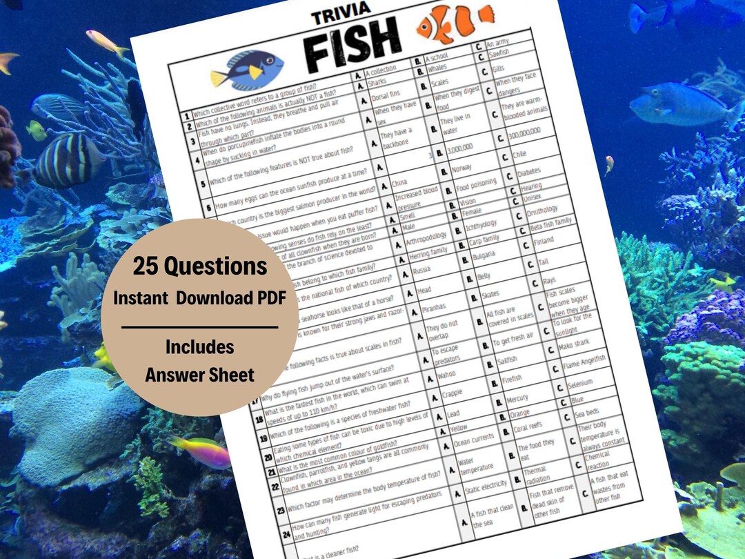 Fish Trivia Game: Fun Facts & Challenges (digital Download) - Etsy