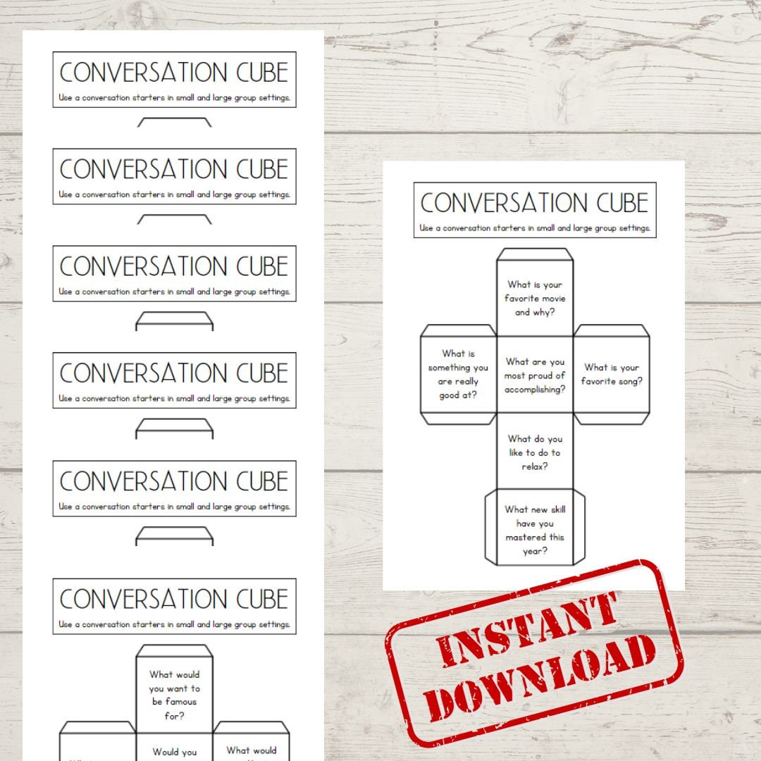 Conversation Cube Conversation Starter Cube Conversation Starter Cards ...