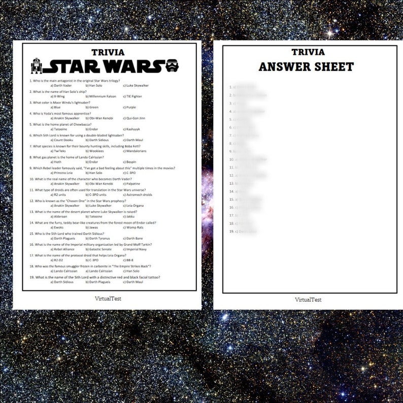 Star Wars Trivia Game: Fun Movie Quiz (PDF Download) - Etsy