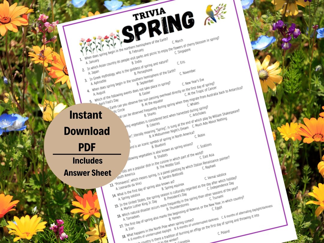 Spring Trivia Game, Fun Family Activity and Party Game, Perfect for ...