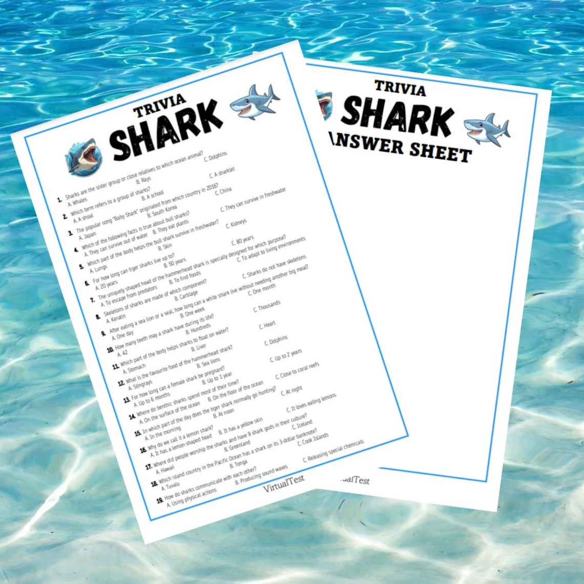 Shark Trivia, Shark Party, Shark Game, Shark Quiz, Animal Trivia ...