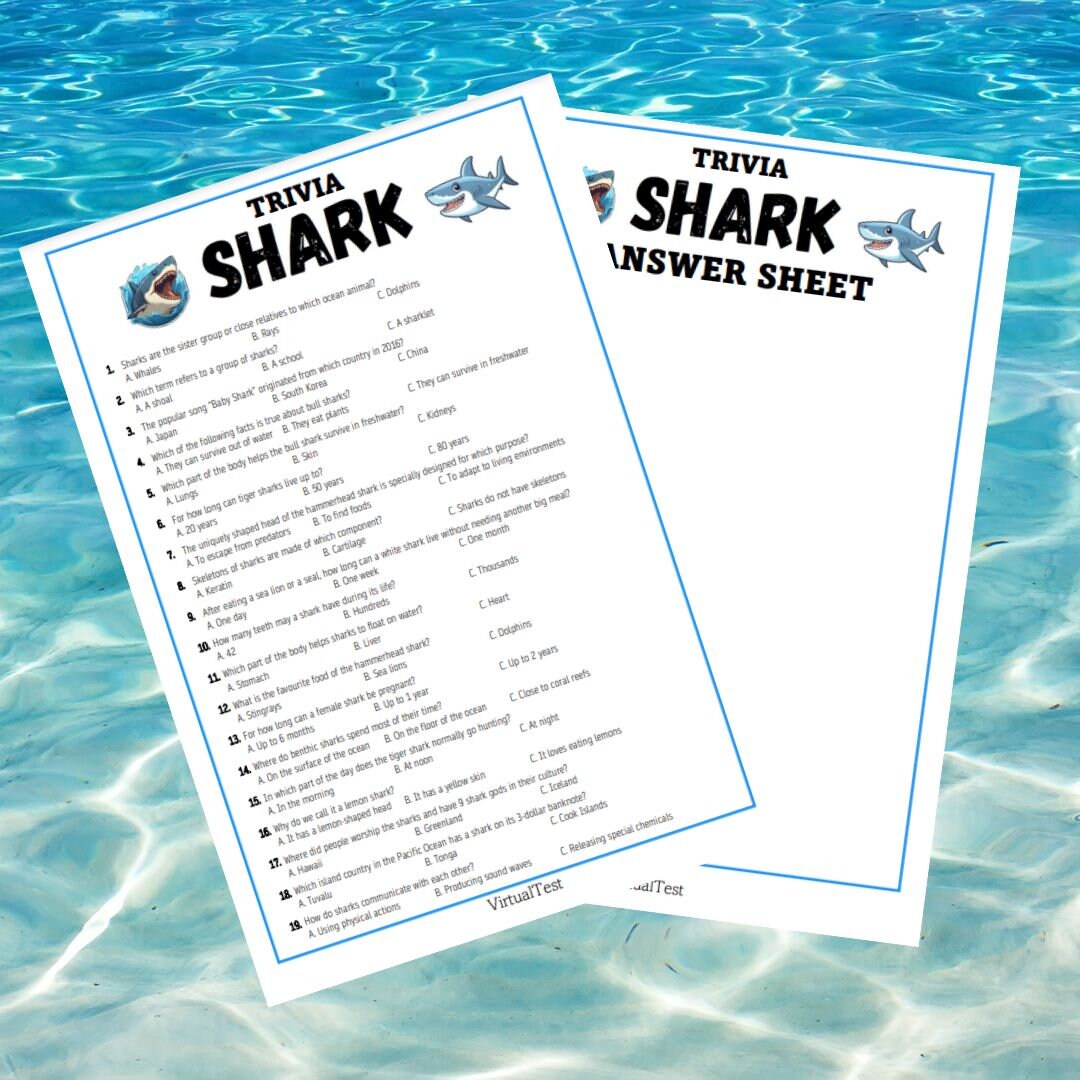Shark Trivia, Shark Party, Shark Game, Shark Quiz, Animal Trivia ...