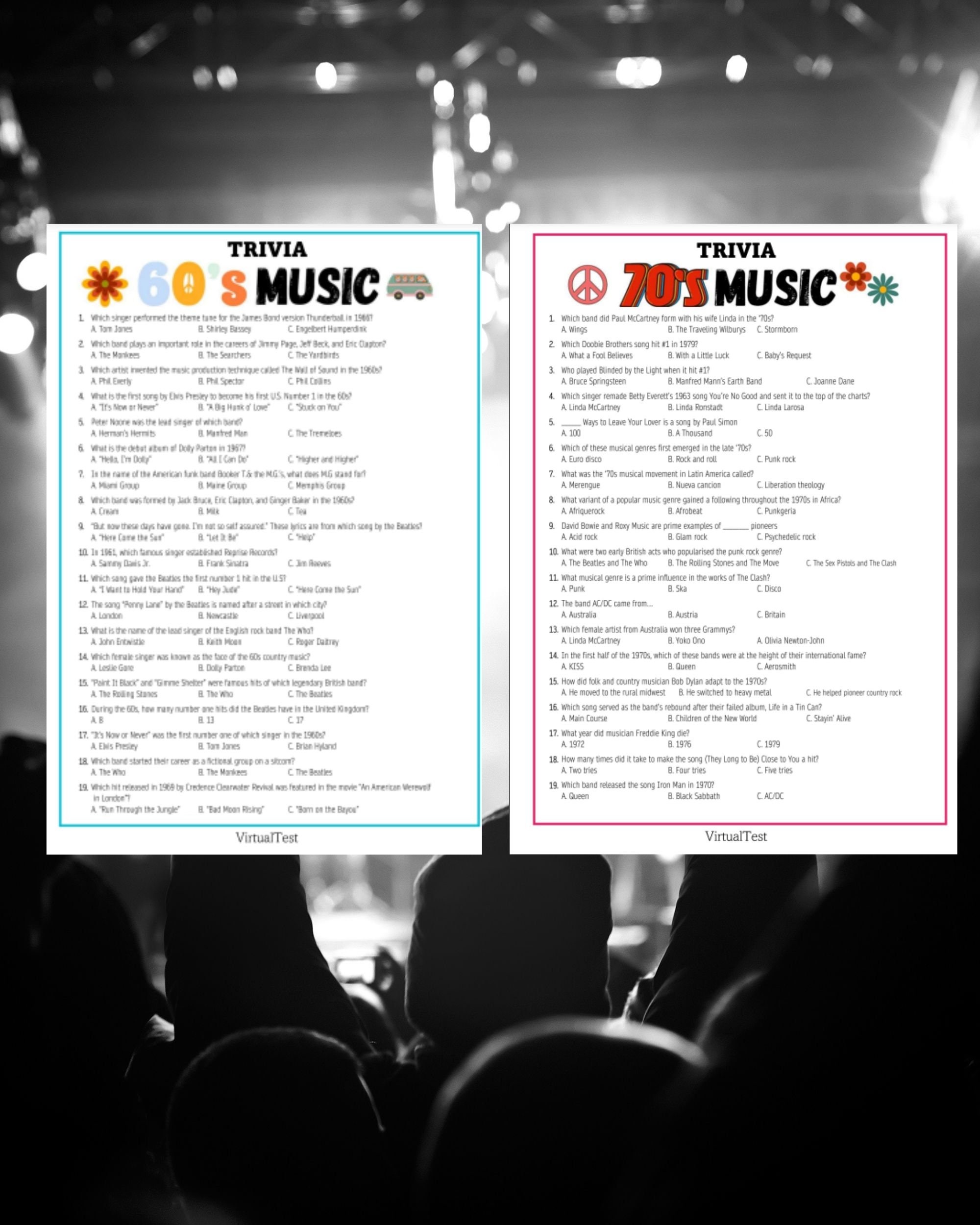 Bundle Music Trivia Game, 60s Music Trivia, Music Trivia, Decades ...