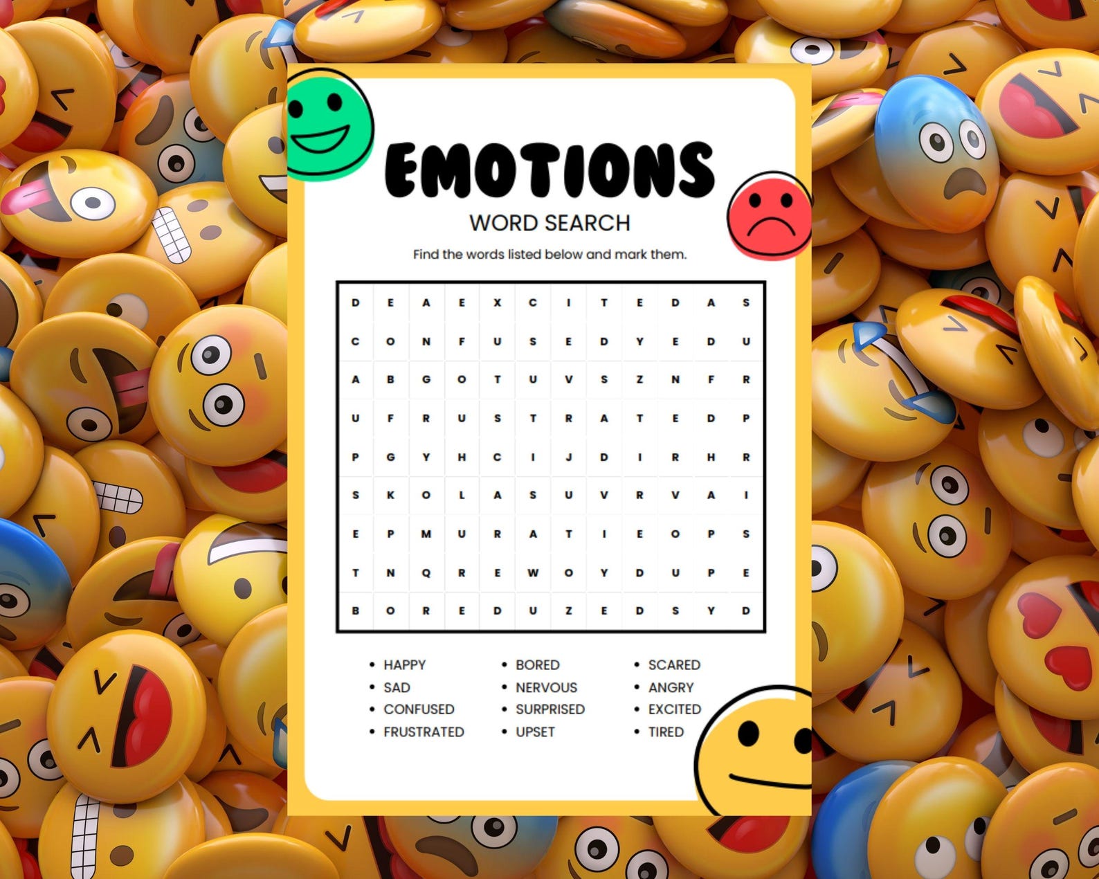 Emotions Word Search: Fun Printable Game for Kids (PDF) - Etsy