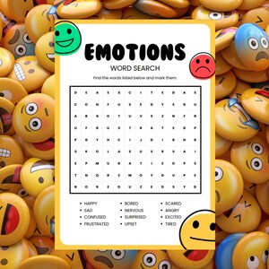 Emotions Word Search: Fun Printable Game for Kids (PDF) - Etsy