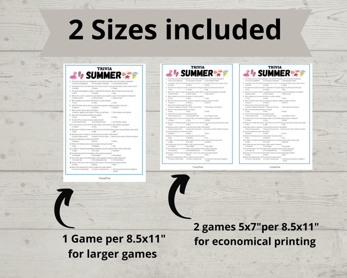 Summer Trivia, Summer Trivia Game, Summer Themed Trivia, Summer ...