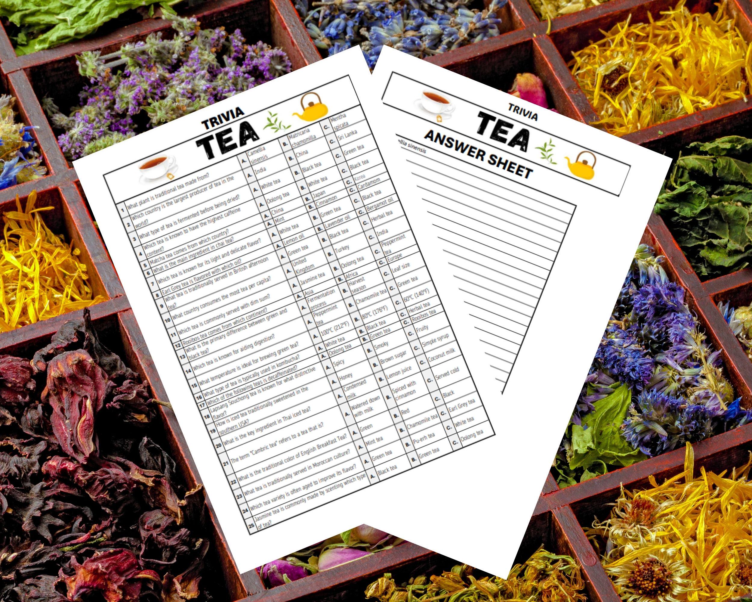 Tea Trivia Game: 25 Fun Tea Time Questions (printable PDF) - Etsy