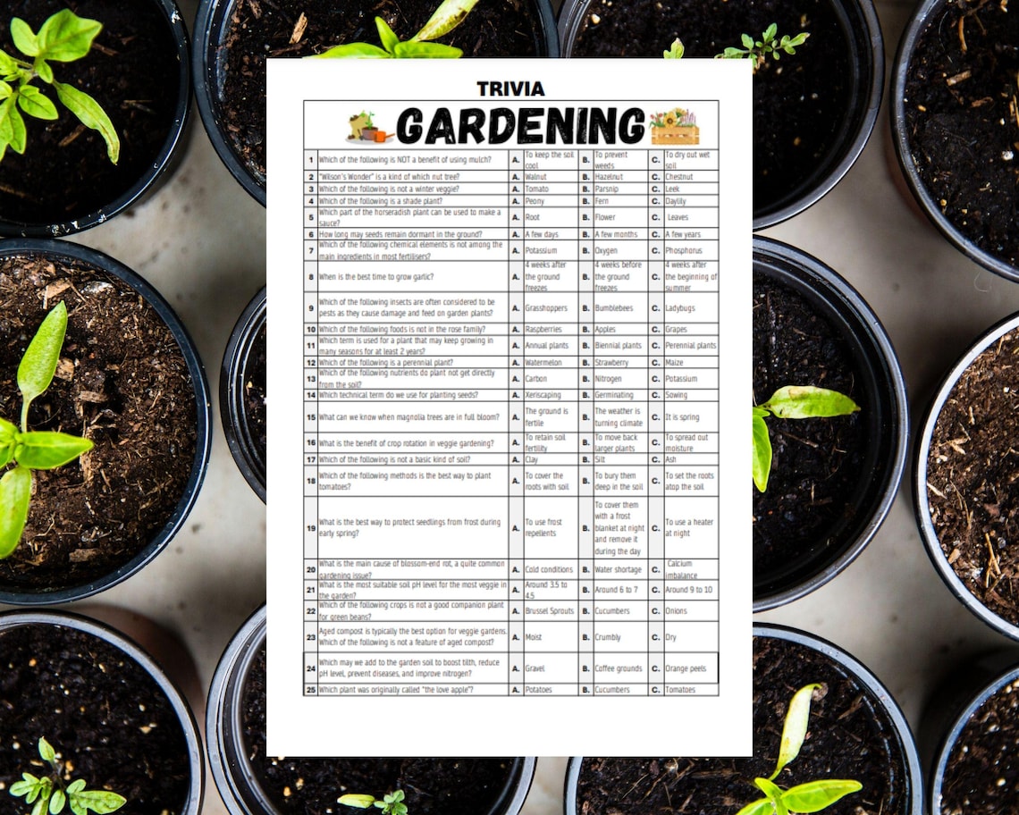 Gardening Trivia Game: Fun Plant Quiz (printable PDF) - Etsy
