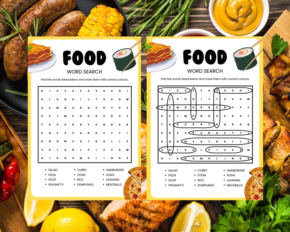 Easy Food Word Search Printable | Word Search Puzzle | Words Search ...