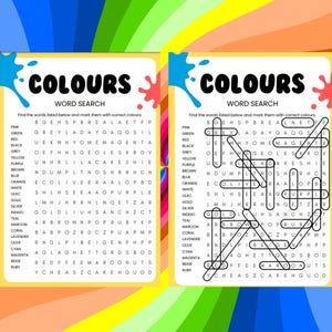 Hard Colours Word Search Printable: Fun Puzzle Game (PDF) - Etsy