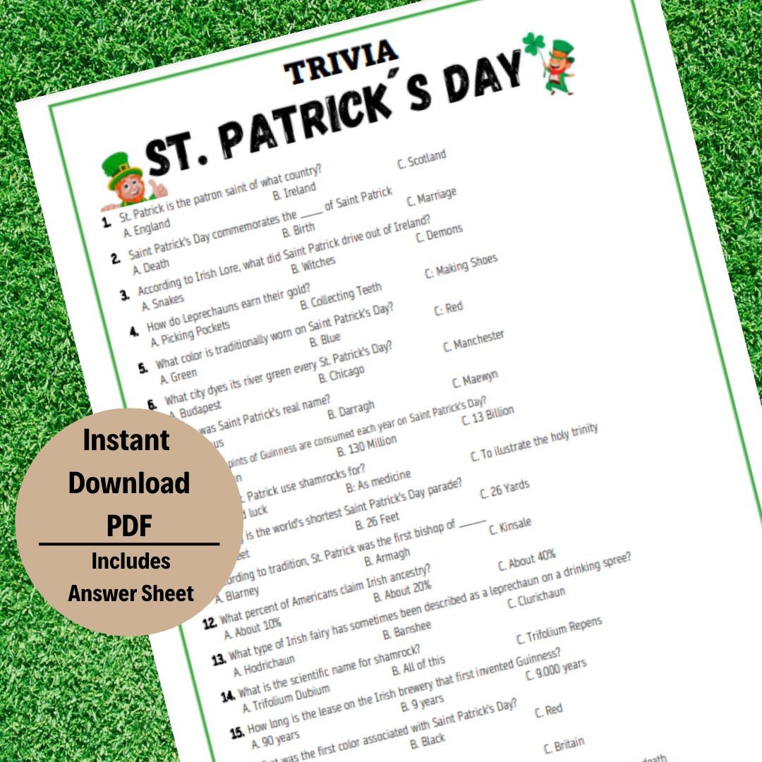St Patricks Trivia, Saint Patricks Day, Family Game Night, Group Games ...