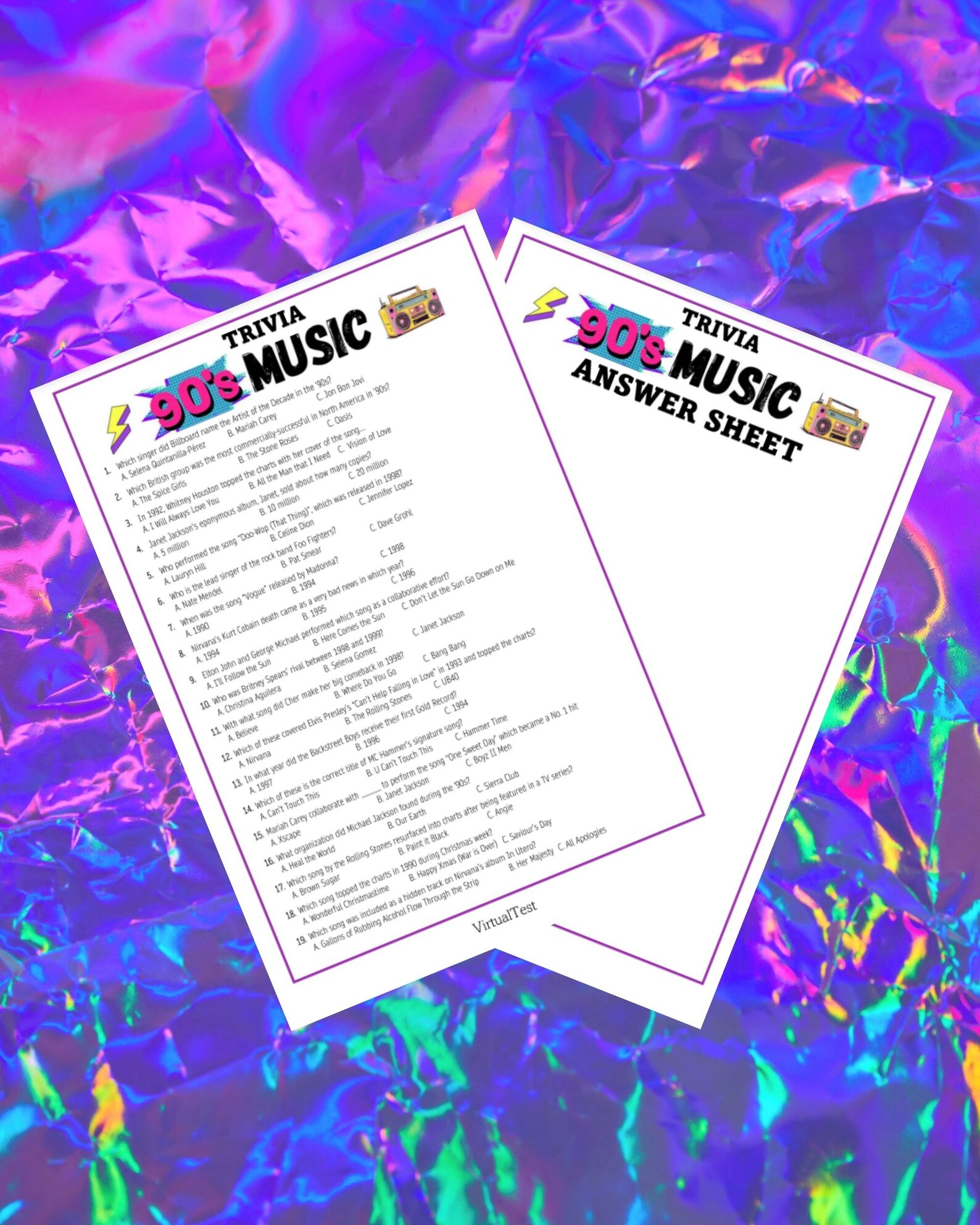 90s Music Trivia, 90s Trivia, 90s Trivia Game, Decades Trivia, 90s ...