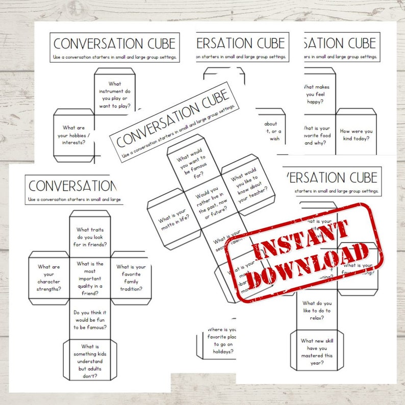 Conversation Cube Conversation Starter Cube Conversation Starter Cards ...