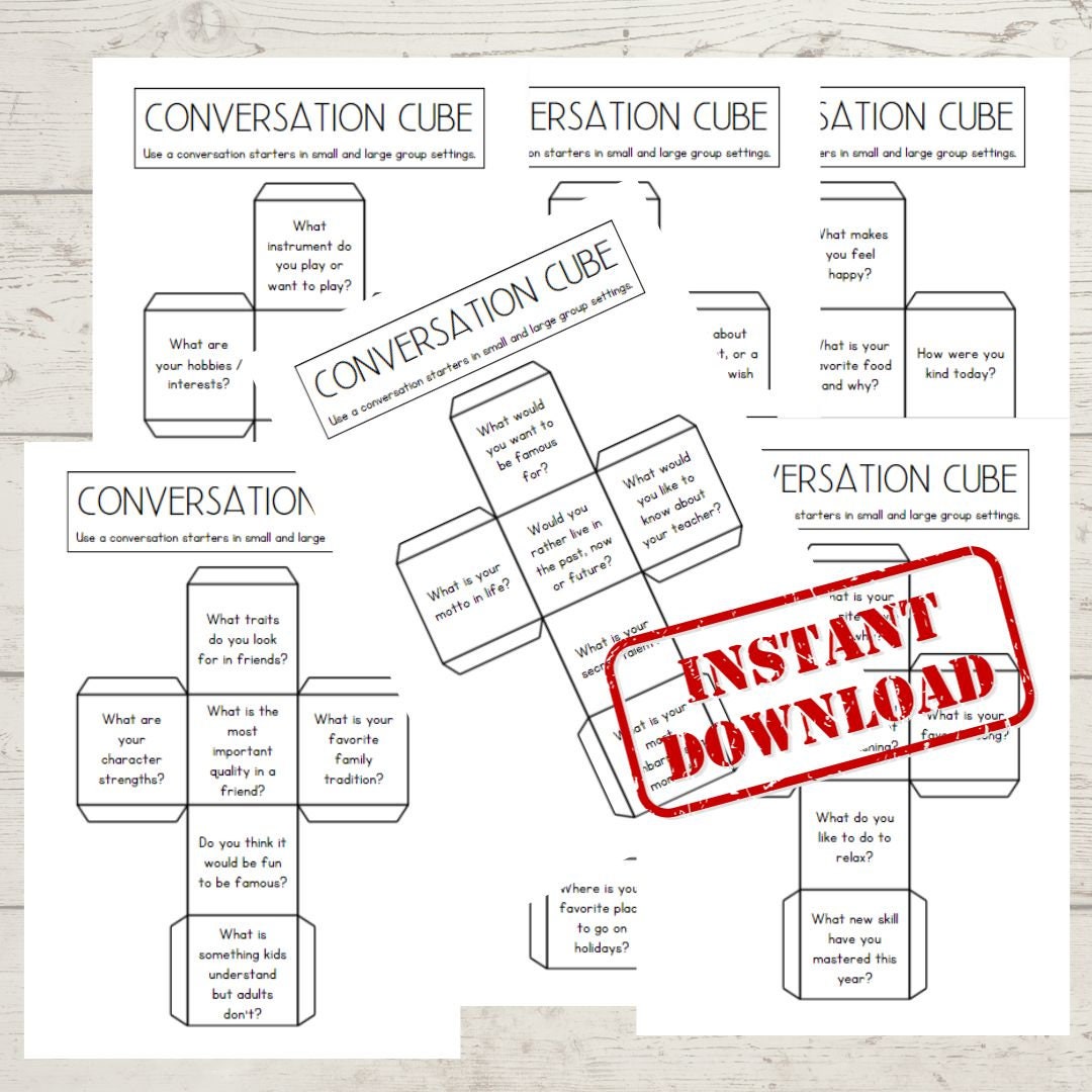 Conversation Cube Conversation Starter Cube Conversation Starter Cards ...