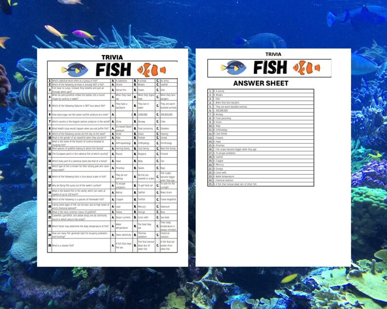 Fish Trivia Game: Fun Facts & Challenges (digital Download) - Etsy