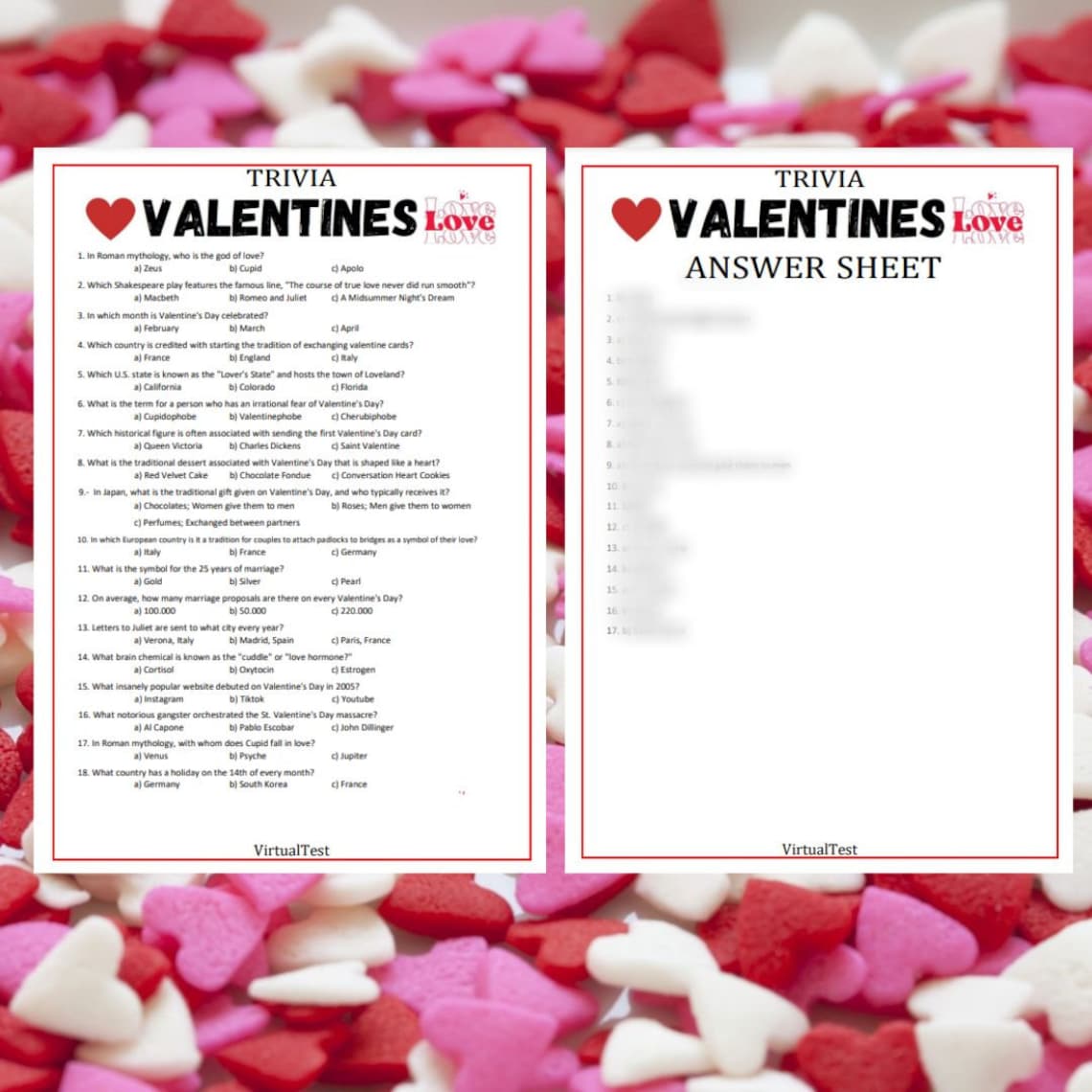Valentines Day Trivia | Valentines Trivia Game |valentine Trivia Quiz ...