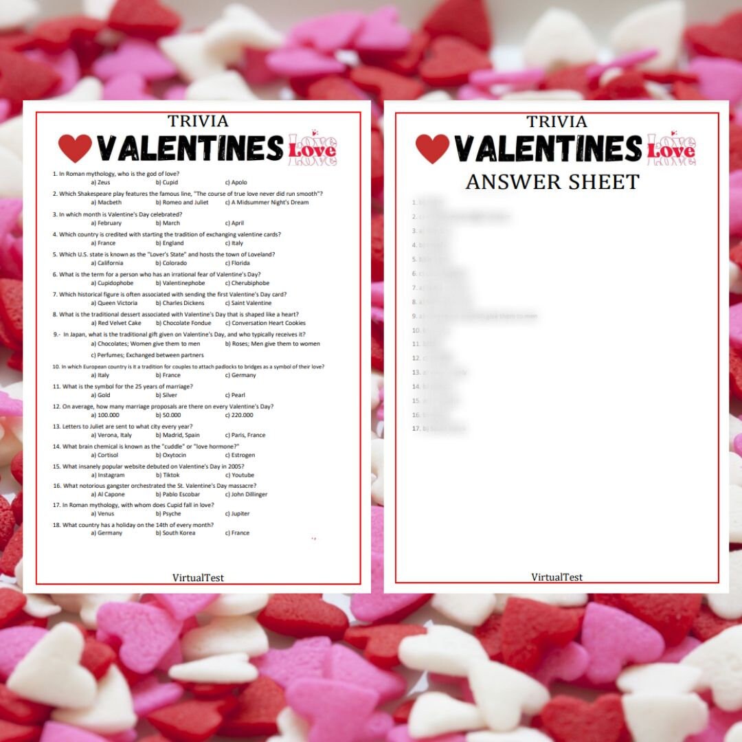 Valentines Day Trivia | Valentines Trivia Game |valentine Trivia Quiz ...