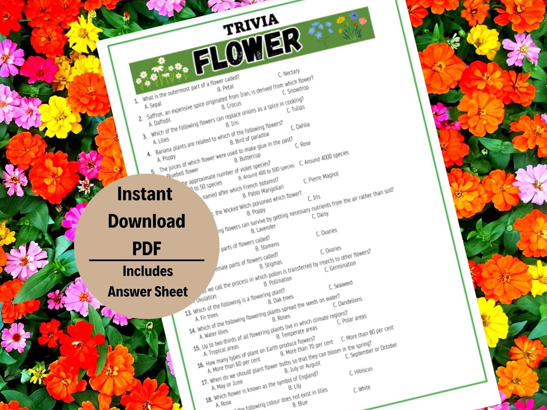 Flower Trivia, Spring Trivia, Trivia Game, Spring Quiz, Garden Trivia ...