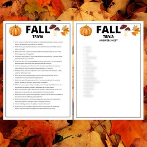Fall Trivia Game: Autumn Quiz Printable (PDF Download) - Etsy