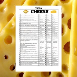 Cheese Trivia Quiz: 25 Questions, Wine Party Game (printable PDF) - Etsy