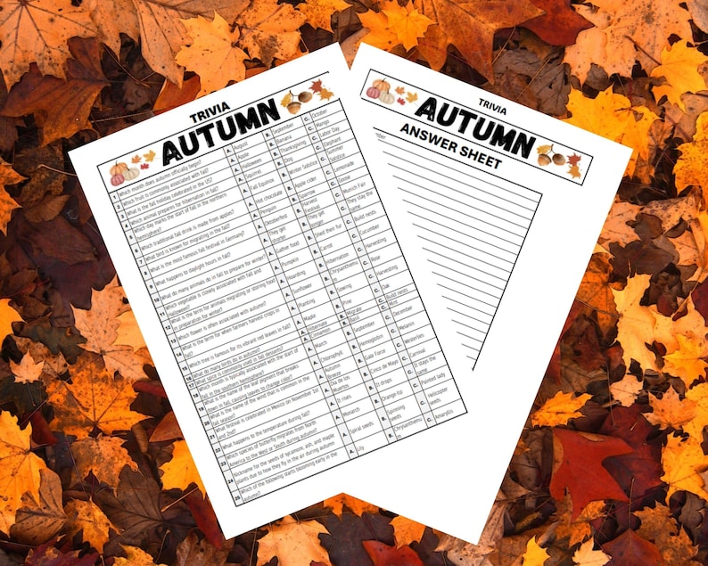Autumn Trivia Printable: Fun Fall Quizzes and Questions for Family ...