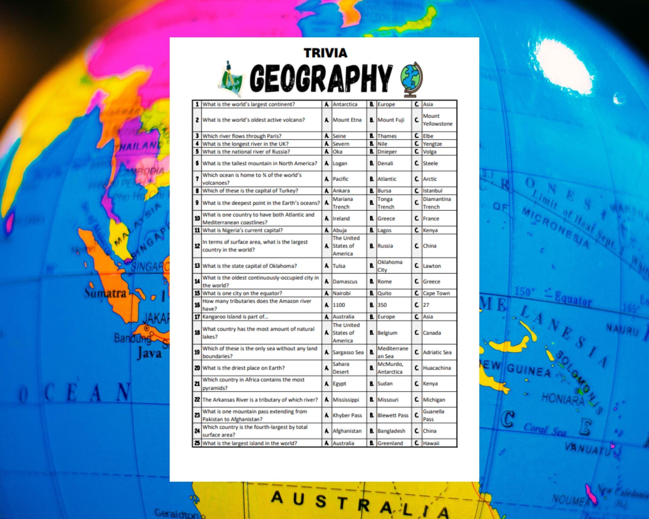 Geography Trivia Game: Fun & Educational Quiz for All Ages, Perfect for ...