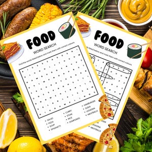 Easy Food Word Search Puzzle Game (printable PDF) - Etsy