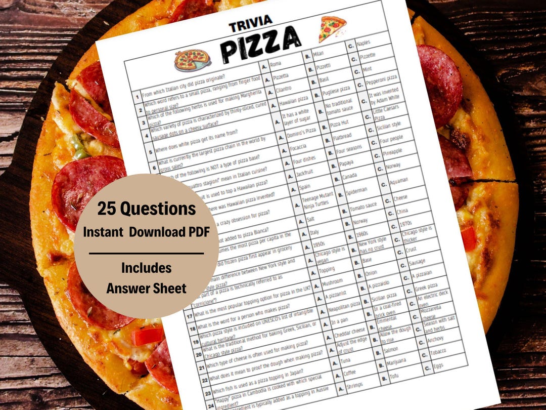 Pizza Trivia, Pizza Trivia Game, Pizza Party, Food Themed Trivia, Food ...