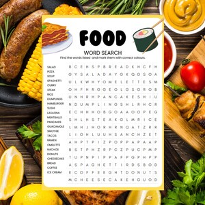 Hard Food Word Search Printable | Word Search Puzzle | Words Search ...