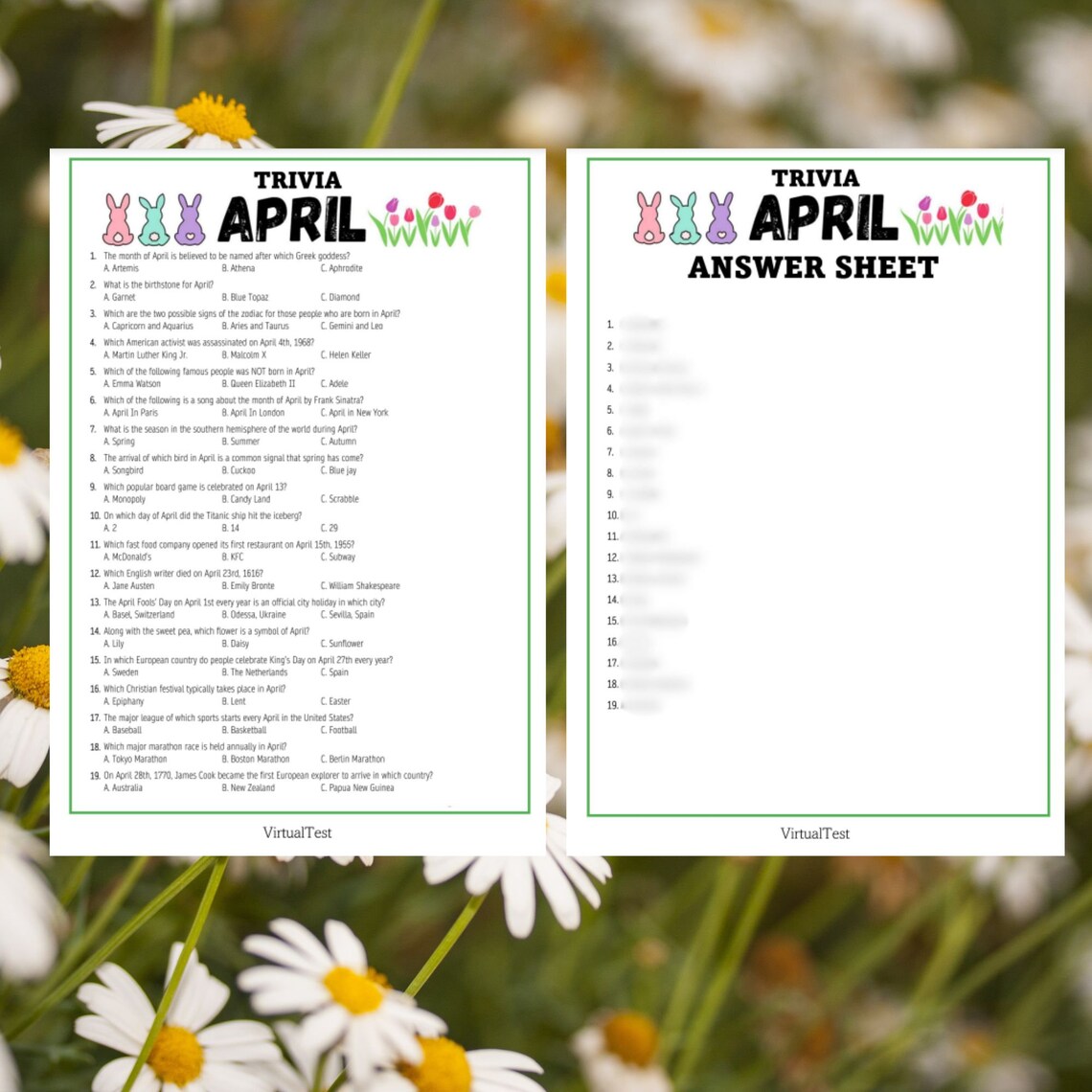 April Trivia, Easter Games, Easter Trivia, April, Family Game Night ...