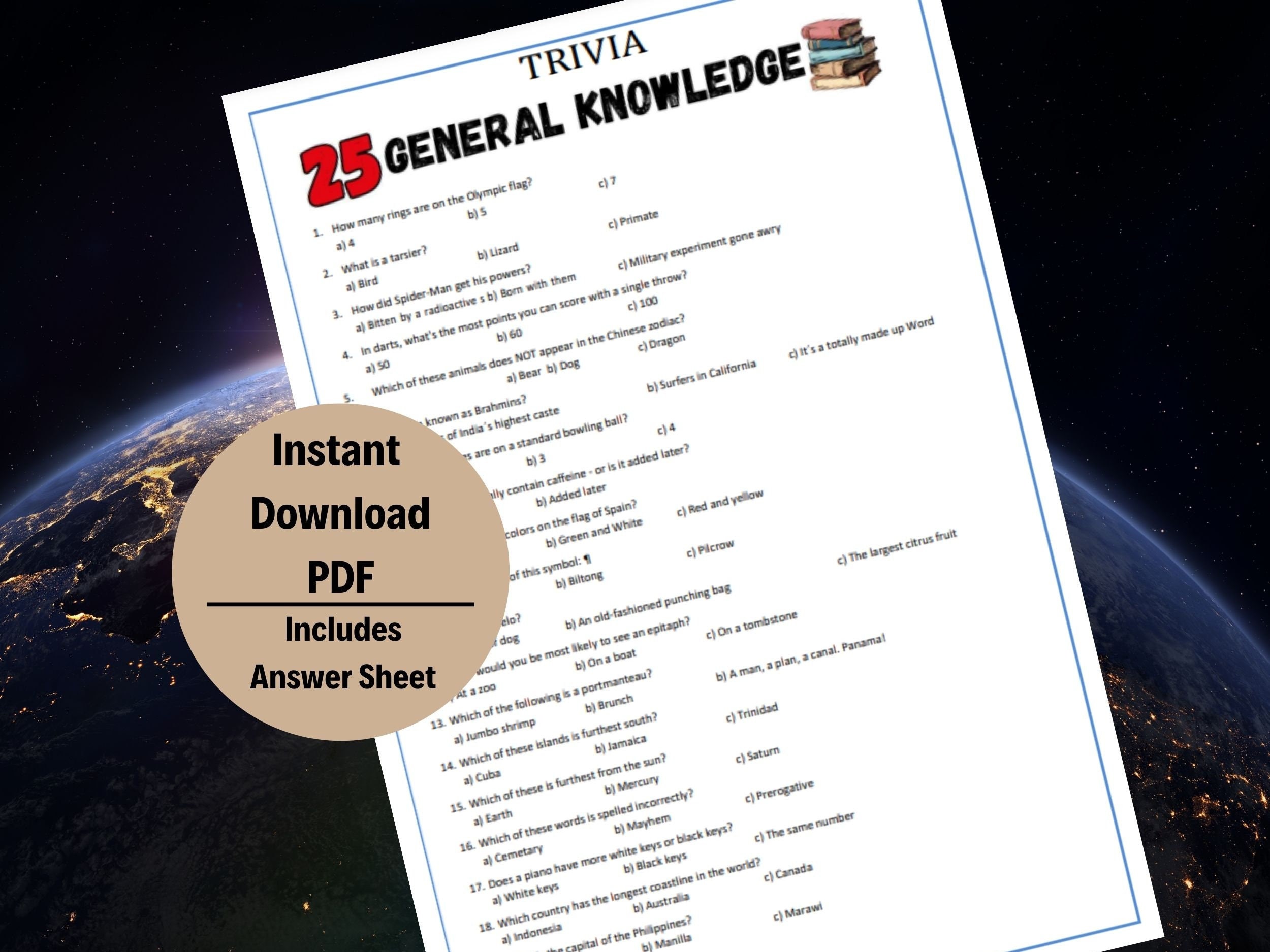 25 General Knowledge Trivia | Trivia Games | Pub Trivia Printable ...