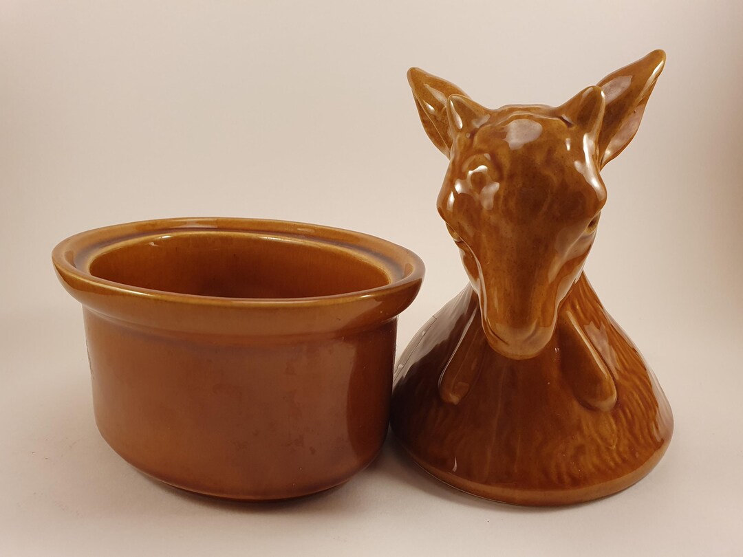 Vintage Roe Deer Glazed French Paté Tureen Dish Ceramic Majolica ...