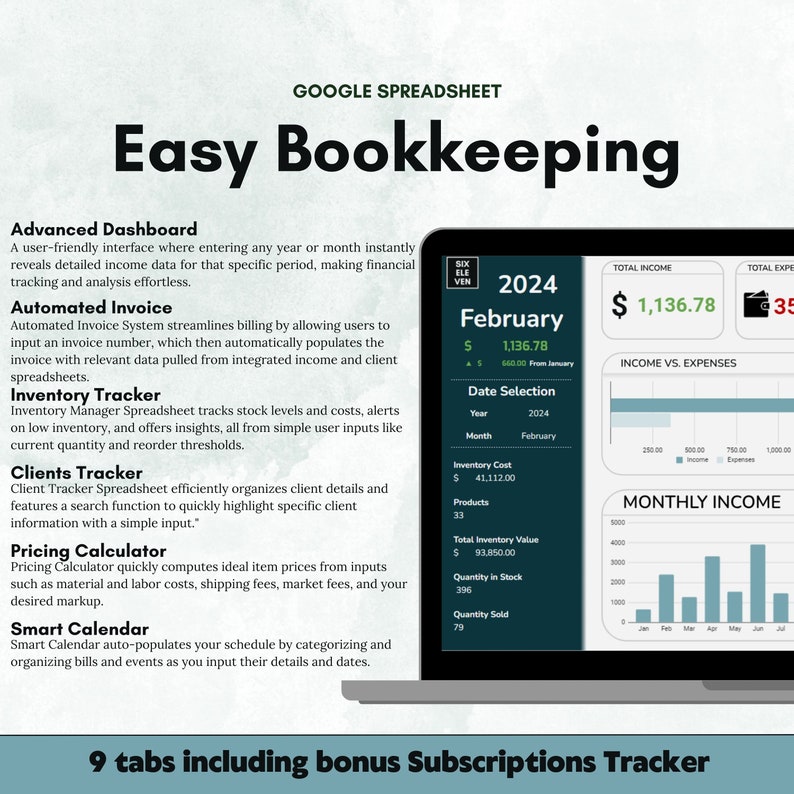 Small Business Bookkeeping Spreadsheet Inventory Tracker Order Tracker ...