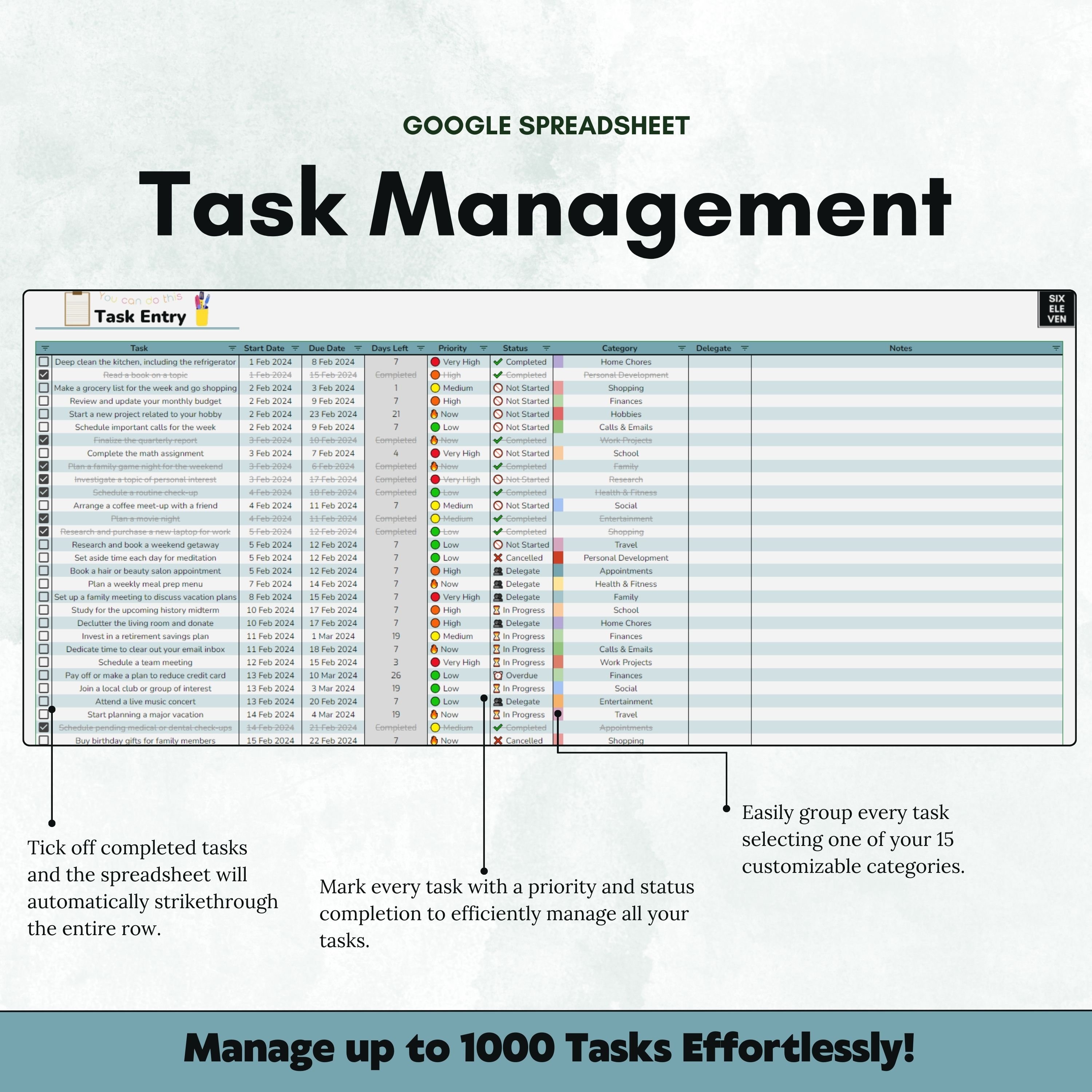Task Tracker and Project Planner Spreadsheet, to Do List Google Sheets ...