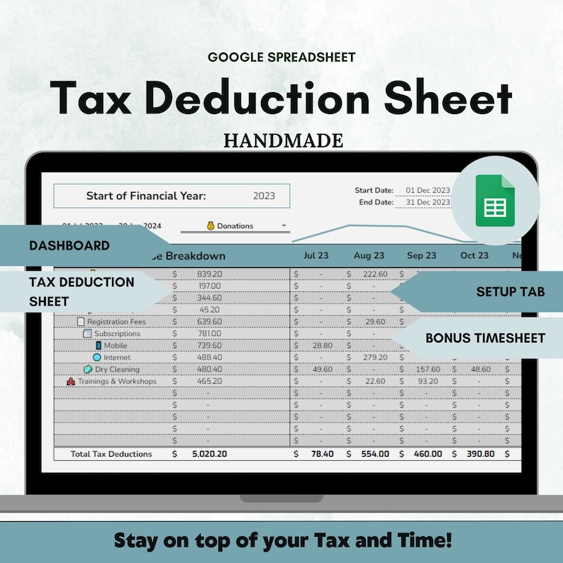 Tax Deduction Tracker Google Sheets and Credit Repair Spreadsheet ...