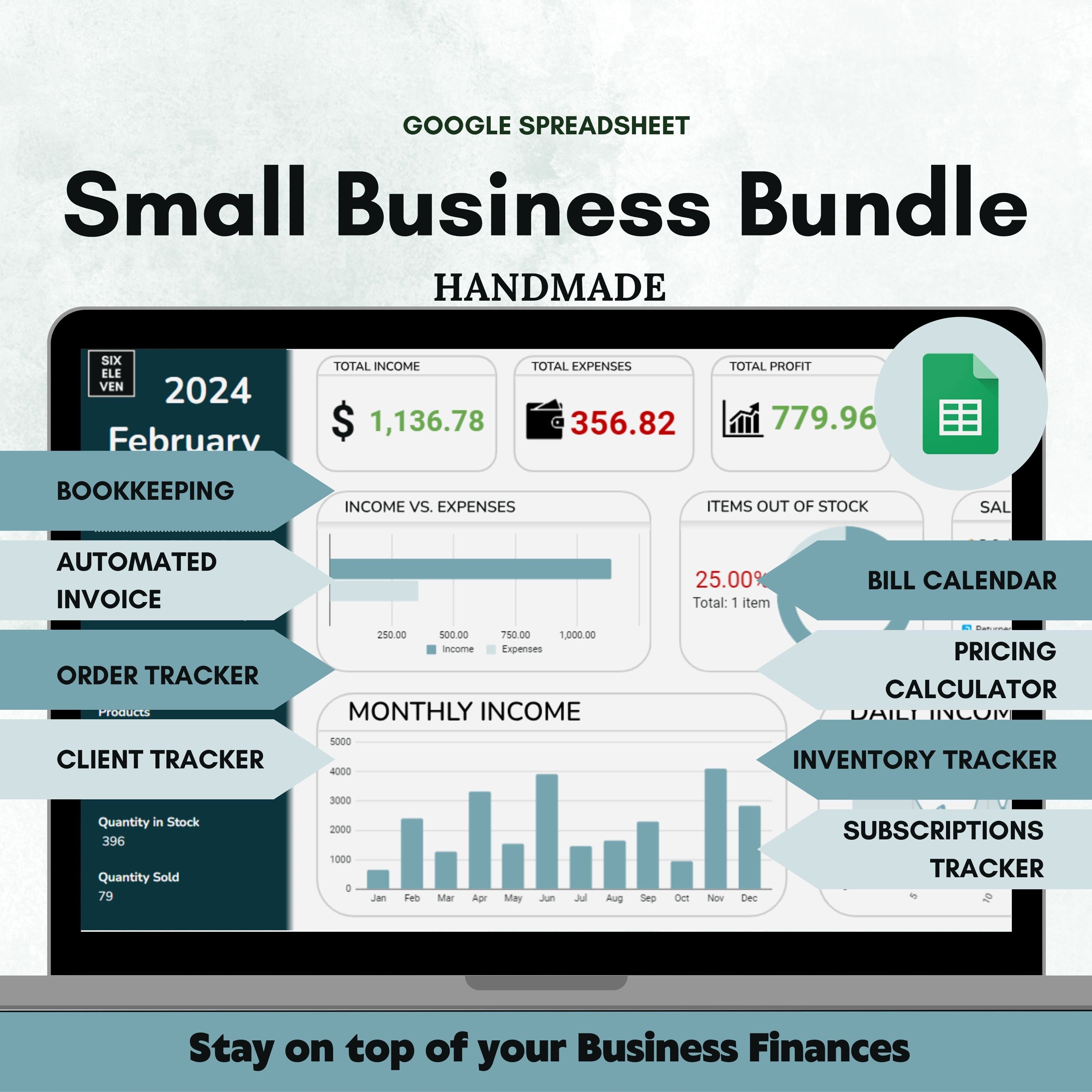 Small Business Bookkeeping Spreadsheet Inventory Tracker Order Tracker ...