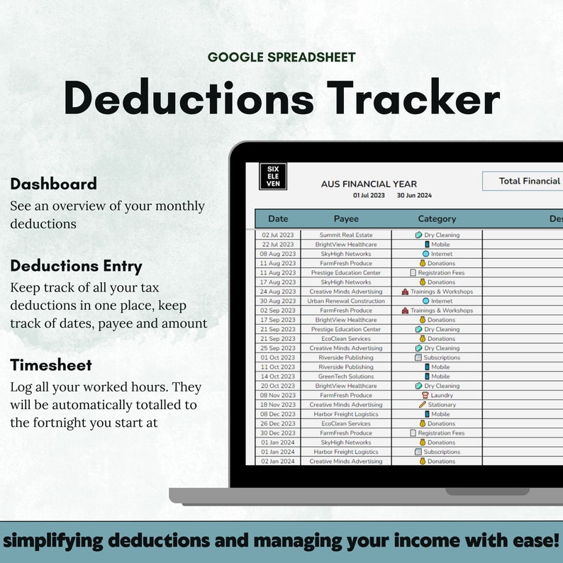 Tax Deduction Tracker Google Sheets and Credit Repair Spreadsheet ...