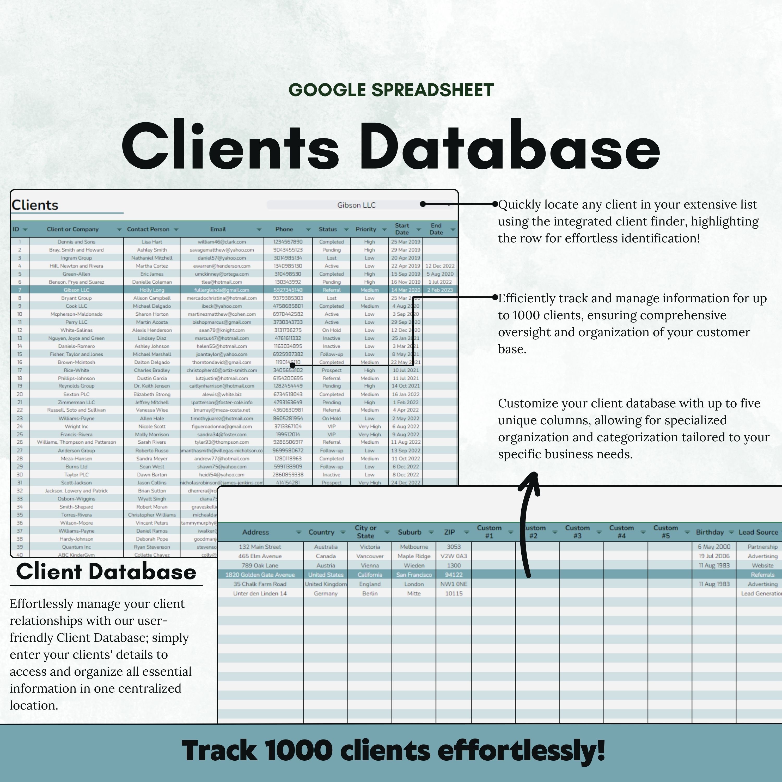 Client Tracker Spreadsheet or Business Spreadsheet ETSY Seller, Task ...