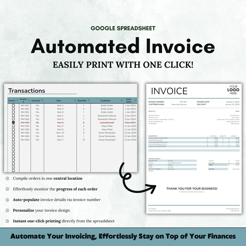 Small Business Bookkeeping Spreadsheet Inventory Tracker Order Tracker Invoice Template Pricing ...