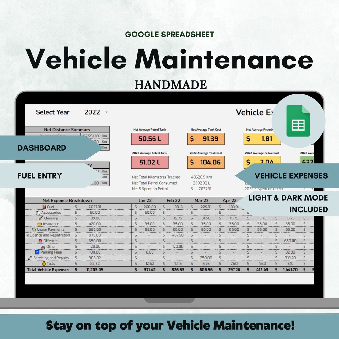 Vehicle Maintenance Tracker Milage Tracker Template Fuel Consumption ...