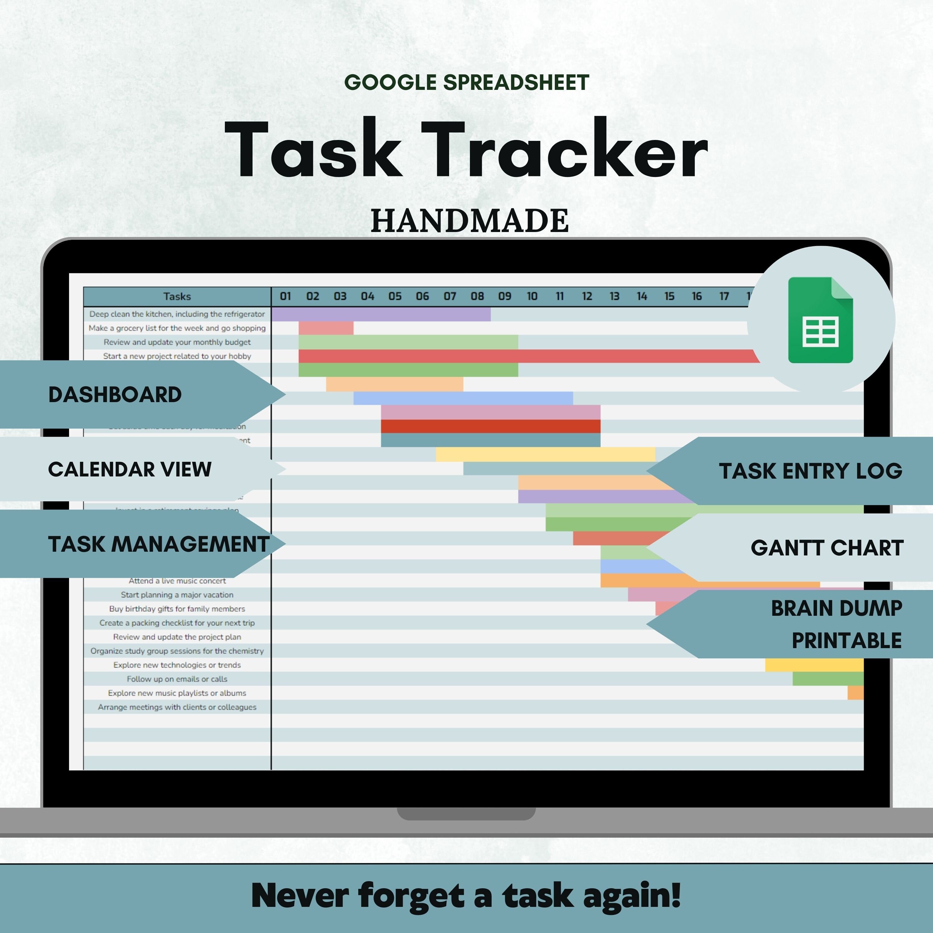 Task Tracker and Project Planner Spreadsheet, to Do List Google Sheets ...