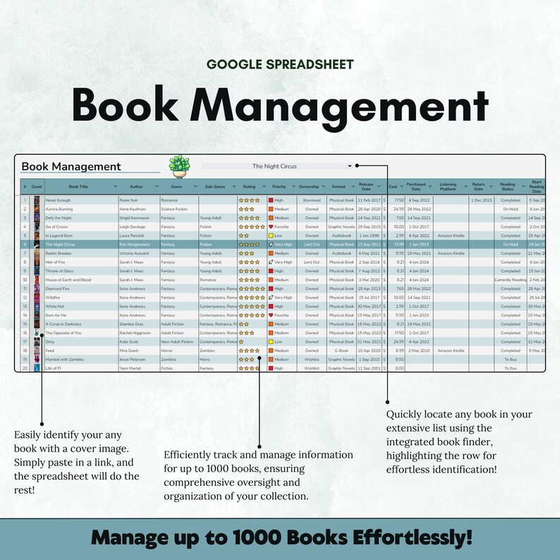 Digital Book Tracker: Reading Log Google Sheet (digital Download) - Etsy