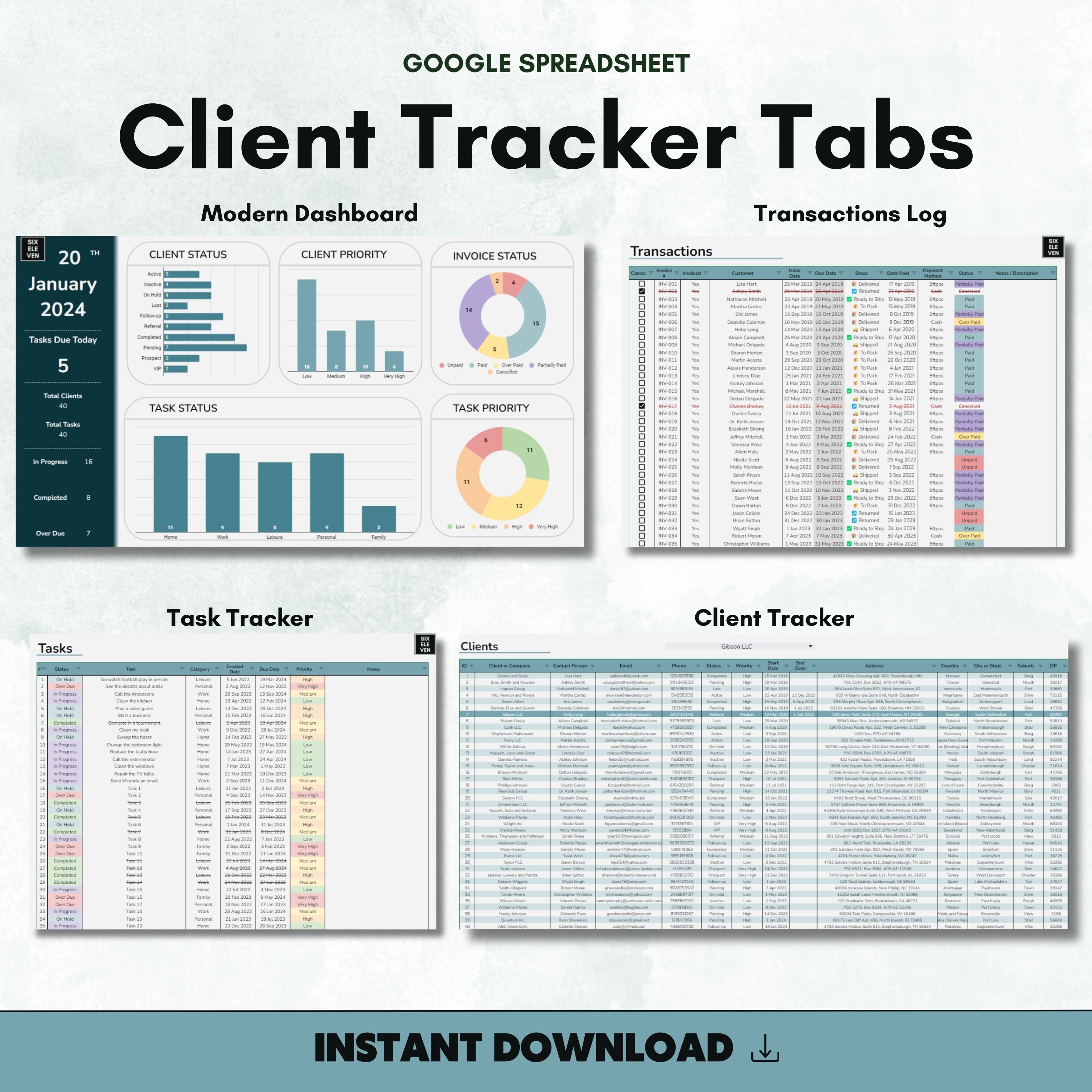Client Tracker Spreadsheet or Business Spreadsheet ETSY Seller, Task Tracker Google Sheets ...
