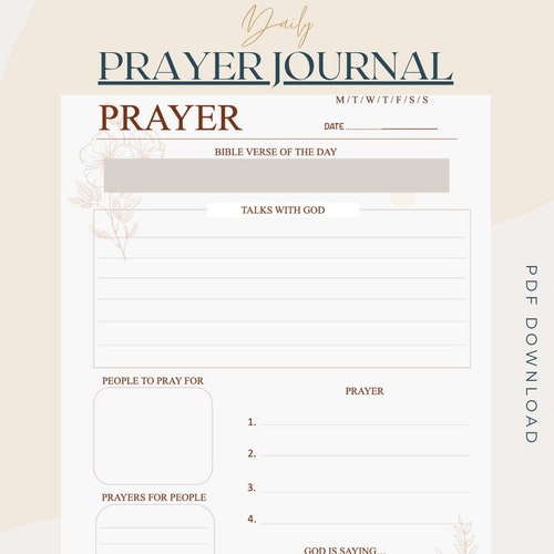 Prayer Journal Printable Journal Christian Planner Faith - Etsy